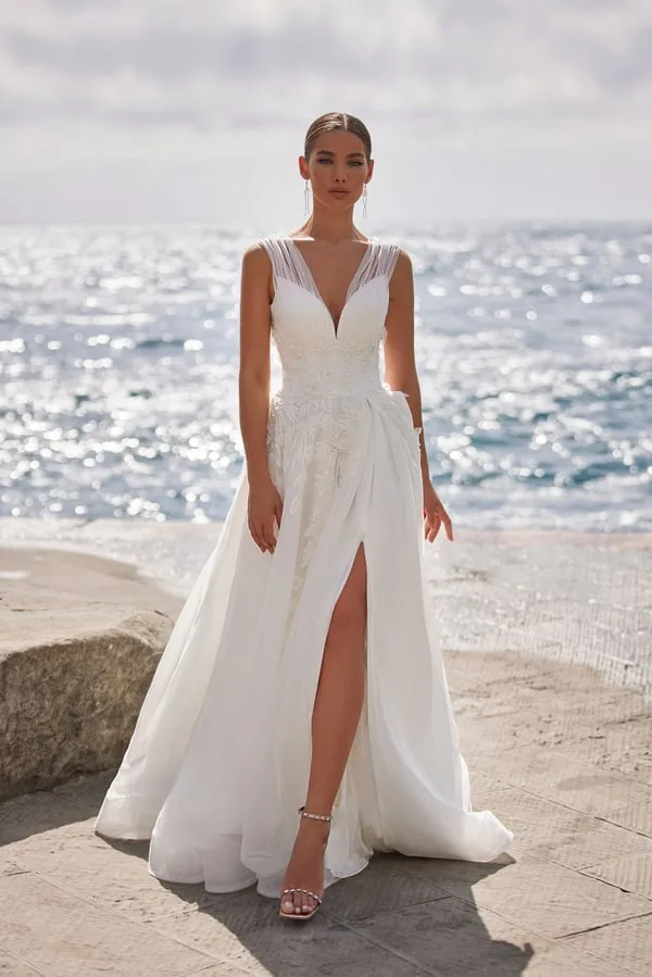 KRISTEN wedding dress by Katy Corso. Shop online schedule a fitting at Ana Koi Bridal